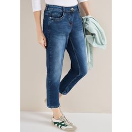 Cecil Damen Slim-fit-Jeans "Style Scarlett"mid blau used wash, Gr. 32, unifarben, Denim/Jeans, Obermaterial: 78% Baumwolle, 20% Polyester, 2%