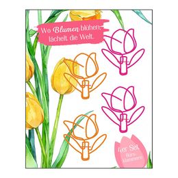 4er-Set B&uuml;roklammern &raquo;Tulpen&laquo;