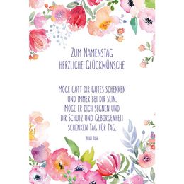 Gl&uuml;ckwunschkarte - Zum Namenstag herzliche Gl&uuml;ckw&uuml;nsche (6 St&uuml;ck)