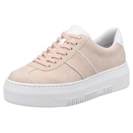 Plateausneaker Rieker, Damen, Gr. 38, rosa (ros&eacute;, wei&szlig;), Lederimitat, Schuhe Plateausneaker, Schn&uuml;rschuh, Halbschuh, Freizeitschuh mit gepolstertem Schaftrand