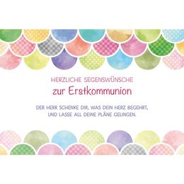 Gl&uuml;ckwunschkarte - Herzliche Segensw&uuml;nsche zur Erstkommunion (6 St&uuml;ck)