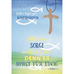 Gl&uuml;ckwunschkarte &raquo;Gottes Segen zur Konfirmation&laquo; (5 St&uuml;ck)
