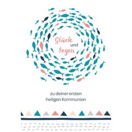 Gl&uuml;ckwunschkarte - Gl&uuml;ck und Segen zu deiner ersten heiligen Kommunion (6 St&uuml;ck)