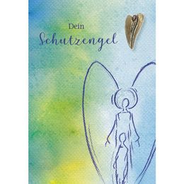 Klappkarte mit Bronze-Engel Dein Schutzengel (5 St&uuml;ck)
