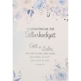 Gl&uuml;ckwunschkarte - Segensw&uuml;nsche zur Silberhochzeit (6 St&uuml;ck)