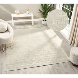Teppich OTTO HOME, B:120cm H:9mm L:180cm, beige, Kunstfaser, Wohnzimmer, Teppiche, "Selin", dezenter Glanz, Schrumpf-Garn-Effekt, im Vintage-Look,