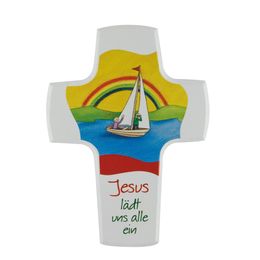 Kinderholzkreuz - Jesus l&auml;dt uns alle ein (1 St&uuml;ck)