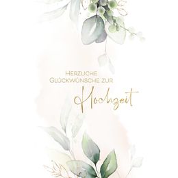 Gl&uuml;ckwunschkarte - Herzliche Gl&uuml;ckw&uuml;nsche zur Hochzeit (6 St&uuml;ck)