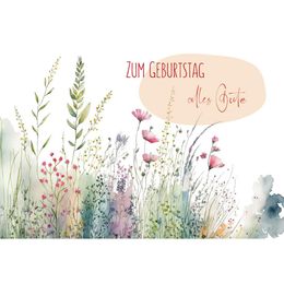 Geburtstagskarte - Zum Geburtstag alles Gute (6 St&uuml;ck)