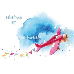 Gl&uuml;ckwunschkarte zum Kindergeburtstag - Lebe hoch am Geburtstag (6 St&uuml;ck)