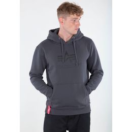 Kapuzensweatshirt Alpha Industries "Basic Hoody", Herren, Gr. L, schwarz (grauschwarz, schwarz), angeraute Sweatware, Obermaterial: 100% Baumwolle, bedruckt, normal normal, Rundhals, Rippb&uuml;ndchen, Sweatshirts Kapuzensweatshirt, Baumwollmischung, regular fit