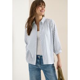 Cecil Damen Hemdbluse, blau, Gr. XXL, gestreift, Web, 65% Polyester, 35% Viskose, Blusen, mit 3/4 &Auml;rmeln