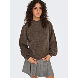 Only Damen Strickpullover "ONLFIRENZE LS HIGHNECK PULLOVER KNT NCA"toasted coconut detail:with melange, Gr. XS, meliert, Strick, Obermaterial: 52%