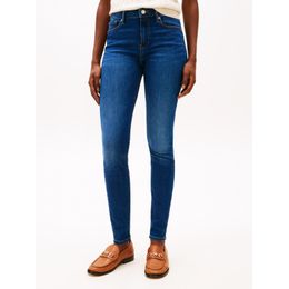 Tommy Hilfiger Damen Skinny-fit-Jeans "COMO Skinny RW ACE mit Logo-Badge und kn&ouml;chellangem Schnitt", blau, Gr. 27, unifarben, Denim/Jeans,