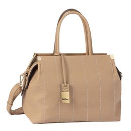 Shopper Gabor "Gela Stripe", Damen, Gr. B/H/T: 35cm x 24cm x 13,5cm, camel, Polyurethan, clean, gepflegt, unifarben, Taschen Shopper, feine Details mit dekorativen Handstichen und Logolasche