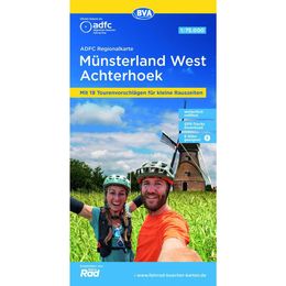 ADFC-Regionalkarte M&uuml;nsterland West / Flusslandschaft Achterhoek, 1:75.000, mit ...