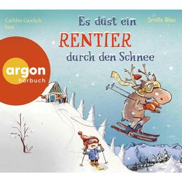 Es d&uuml;st ein Rentier durch den Schnee