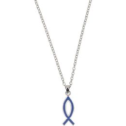 Kette mit blauem Fisch-Anh&auml;nger aus Metall (1 St&uuml;ck)