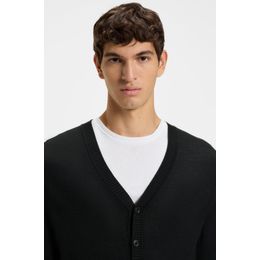 BOSS Orange Herren Strickjacke "Avac_CD", schwarz, Gr. XXXL, Strick, Obermaterial: 60% Schurwolle, 40% Polyacryl, Strickjacken, mit tiefem