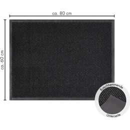 Fu&szlig;matte ANDIAMO, B:60cm H:5mm L:80cm, grau, Kunstfaser, Au&szlig;enbereich, Teppiche, "Easy, Made in Netherlands", Schmutzfangmatte, rutschhemmend, Innen-