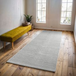 Wollteppich OTTO HOME "Woolscape 1", beige (naturwei&szlig;), B:80cm H:10mm L:300cm, Baumwolle, Wolle, Teppiche, Wollteppich, Wendeteppich, handgewebte Qualit&auml;t, Uni, 90% Wolle, Wohnzimmer