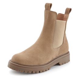 ELBSAND Damen Stiefelette "Schlupfstiefel, Bikerboots, Sommerstiefelette, Lederstiefelette", Gr. 44, beige, Obermaterial: 100% Rindsleder. Decksohle: