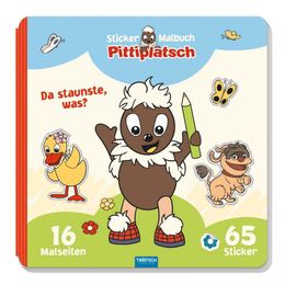 Tr&ouml;tsch Unser Sandm&auml;nnchen Malbuch Stickermalbuch Pittiplatsch