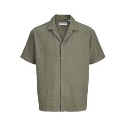 Jack & Jones Kinder Kurzarmhemd "JJSEAN RESORT SHIRT SS JNR"vetiver, Gr. 164, JACK & JONES JUNIOR, Strukturmuster, unifarben, Web, Obermaterial: 97% Polyester, 3%