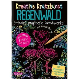 Kreative Kratzkunst: Regenwald: Set mit 10 Kratzbildern, Anleitungsbuch