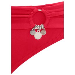 s.Oliver Damen Push-Up-Bikini, rot, Gr. 34, unifarben, Microfaser, Polyamid, Bikini-Sets, mit Zierring an der Hose