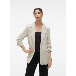 V&eacute;ro Moda VERO MODA Damen Longblazer "VMFRIDA LS REGULAR BLAZER NOOS", beige, Gr. 36, meliert, Web, Obermaterial: 63% Polyester, 36% Viskose, 1% Elasthan,
