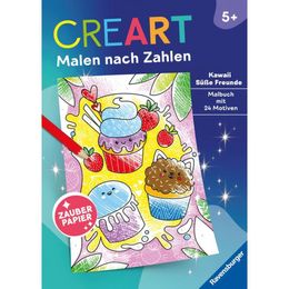 RAVENSBURGER VERLAG CreArt Malen nach Zahlen ab 5 - Zauberpapier: Kawaii S&uuml;&szlig;e Freunde