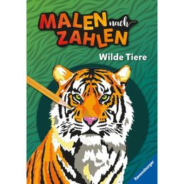 RAVENSBURGER VERLAG Ravensburger Malen nach Zahlen Wilde Tiere - 32 Motive abgestimmt auf Buntstifts...