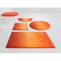 Badematte Grund, H:20mm, orange, Kunstfaser, Badematten, "Mistral", meliertes Design, Ombr&eacute;-Look, auch als 3 teiliges Set, Made in Europe