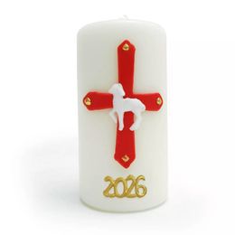 Osterkerze &raquo;Rotes Kreuz und Lamm&laquo;
