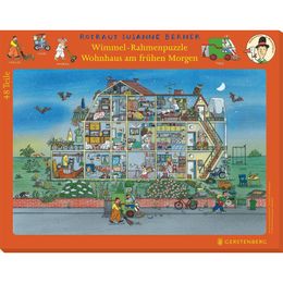 GERSTENBERG Wimmel-Rahmenpuzzle Zu Hause in Wimmlingen Motiv Morgend&auml;mmerung
