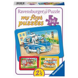 RAVENSBURGER VERLAG Ravensburger Kinderpuzzle - Tiere im Einsatz - 3x6 Teile Rahmenpuzzle f&uuml;r Kinder...