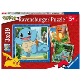 RAVENSBURGER VERLAG Ravensburger Kinderpuzzle 05586 - Glumanda, Bisasam und Schiggy - 3x49 Teile Pok...