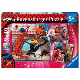 RAVENSBURGER VERLAG Ravensburger Kinderpuzzle 05189 - Unsere Helden Ladybug und Cat Noir - 3x49 Teil...