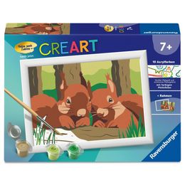 RAVENSBURGER VERLAG CreArt, Malen nach Zahlen Kinder - Kuschelnde Eichh&ouml;rnchen