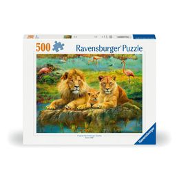 RAVENSBURGER VERLAG Erwachsenenpuzzle 500 Teile - L&ouml;wen in der Savanne