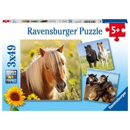RAVENSBURGER VERLAG Liebe Pferde. Puzzle 3 x 49 Teile