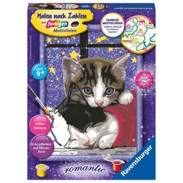 RAVENSBURGER VERLAG Kuschelndes K&auml;tzchen mit Rahmen. Malen nach Zahlen Serie D Romantik
