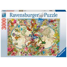 RAVENSBURGER VERLAG Ravensburger Puzzle 17117 Weltkarte mit Schmetterlingen 3000 Teile Puzzle