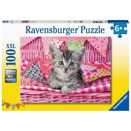 RAVENSBURGER VERLAG Ravensburger Kinderpuzzle 12985 - Niedliches K&auml;tzchen 100 Teile XXL - Puzzle f&uuml;r...