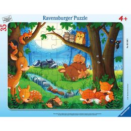 RAVENSBURGER VERLAG Ravensburger Kinderpuzzle - 05146 Wenn kleine Tiere schlafen gehen - Rahmenpuzzl...