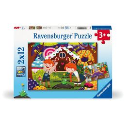 RAVENSBURGER VERLAG Kinderpuzzle 2x12 Teile - M&auml;rchenhafte Geschichten