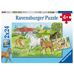 RAVENSBURGER VERLAG Auf dem Pferdehof - Puzzle mit 2x24 Teilen