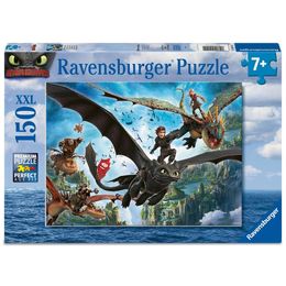 RAVENSBURGER VERLAG Kinderpuzzle 150 XXL Teile - Dragons - Drachen und Helden