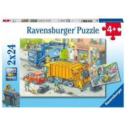 RAVENSBURGER VERLAG Ravensburger Kinderpuzzle - 05096 M&uuml;llabfuhr und Abschleppwagen - Puzzle f&uuml;r Kin...